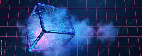 Artificial Intelligence Cube With Numbers Blockchain Technology Cubed Big Data Cube With