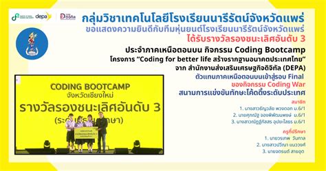 รางวัลรองชนะเลิศอันดับ 3 ประจำภาคเหนือตอนบน กิจกรรม Coding Bootcamp โครงการ Coding For Better