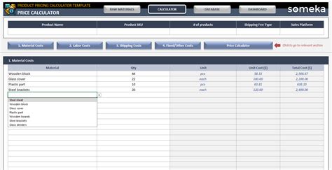 Product Pricing Calculator Excel Template Price Calculator
