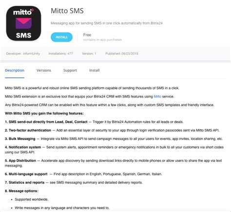 Bitrix Integration Guide Mitto API Developer Hub