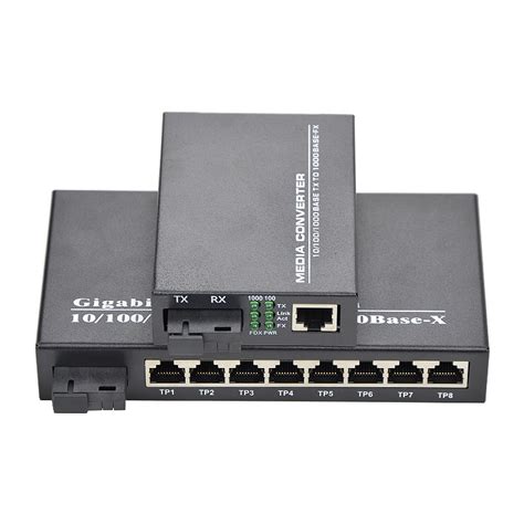 Haohanxin千兆1光8单模单纤配1光1电光纤收发器光电转换器一对装 虎窝淘