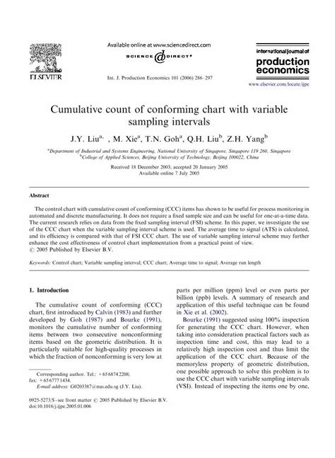 Pdf Cumulative Count Of Conforming Chart With Variable Sampling