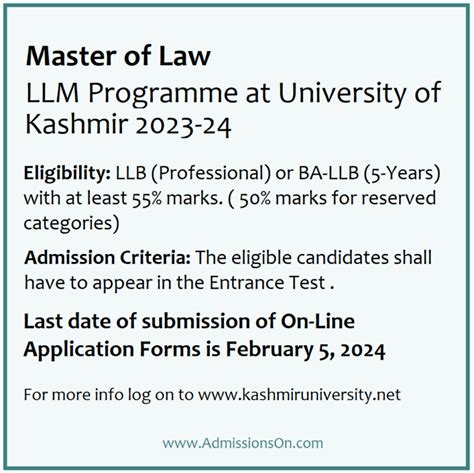Llm Kashmir University 2024 Admissionson