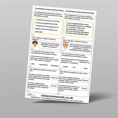 Year 6 Consolidating Formal And Informal Writing Varied Fluency Resource Classroom Secrets
