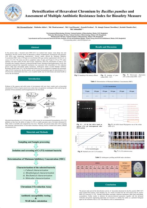 Pdf Detoxification Of Hexavalent Chromium By Bacillus Pumilus And Assessment Of Multiple