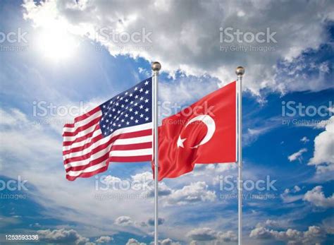 사실적인 3d 일러스트레이션 미국과 터키 미국과 터키의 깃발을 흔들고 0명에 대한 스톡 사진 및 기타 이미지 0명 2020년 경제 Istock