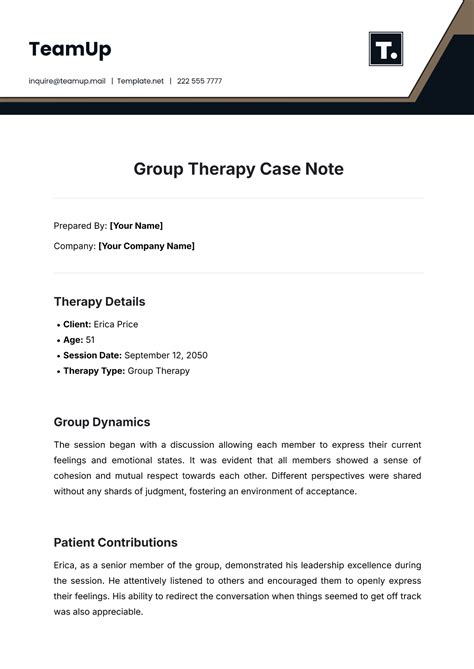 Free Group Therapy Case Note Template To Edit Online