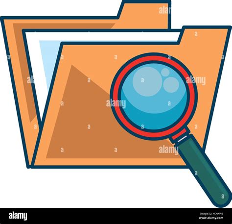 Folder Document With Magnifying Glass Vector Illustration Design Stock