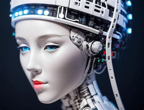 Premium Photo Illustration Of Head Robot Woman With Electronic System