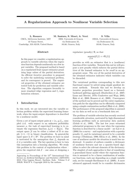 pdf a regularization approach to nonlinear variable selection