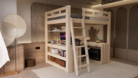 Loft Bed Plans Full Size Diy Loft Bed With Desk Plan Pdf Etsy