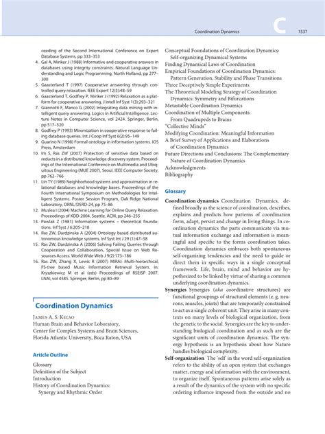 Pdf Coordination Dynamics
