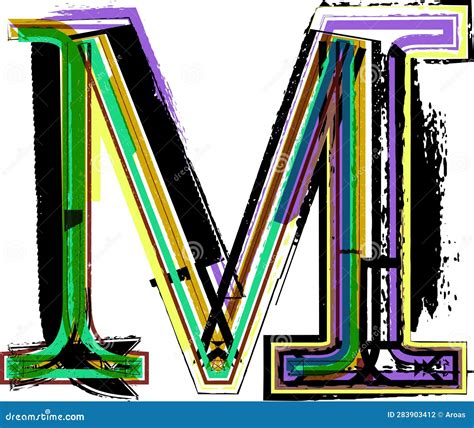 Art Sketched Fonts Uppercase Symbols Letter M Stock Vector