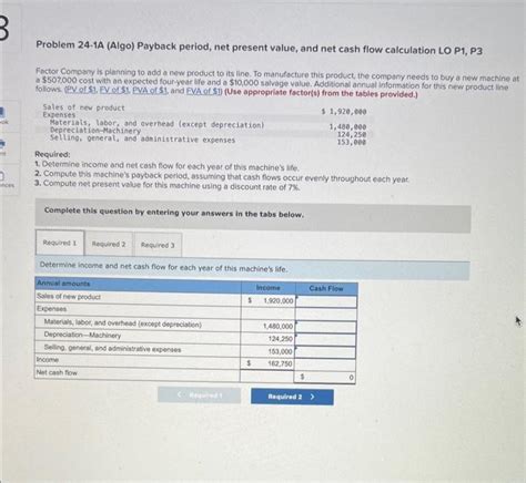 solved problem 24 1a algo payback period net present