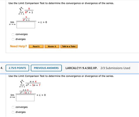 Solved Use The Limit Comparison Test To Determine The