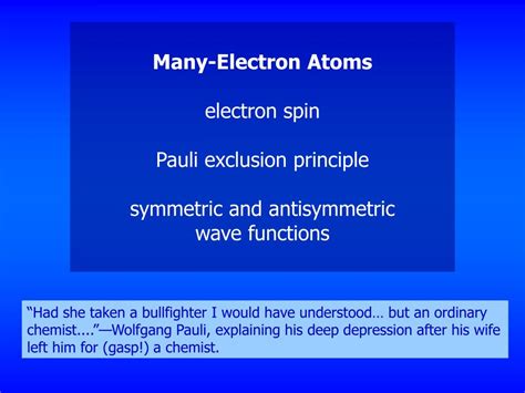 Ppt Many Electron Atoms Electron Spin Pauli Exclusion Principle