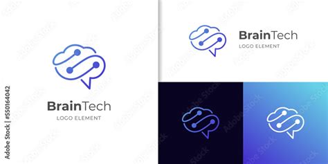 Brain Tech Logo Icon Design With Creative Connect Dot Symbol Brain