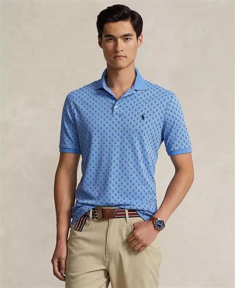 Polo Ralph Lauren Mens Classic Fit Patterned Soft Cotton Polo Shirt
