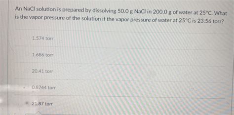 Solved An NaCl Solution Is Prepared By Dissolving G Chegg
