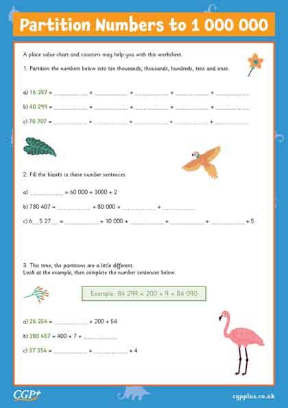 Partitioning Numbers To 1 000 000 Year 5 Cgp Plus