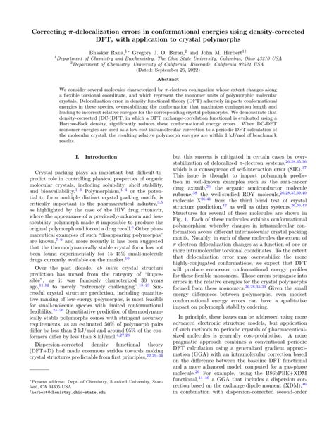 Pdf Correcting Pi Delocalization Errors In Conformational Energies Using Density Corrected Dft