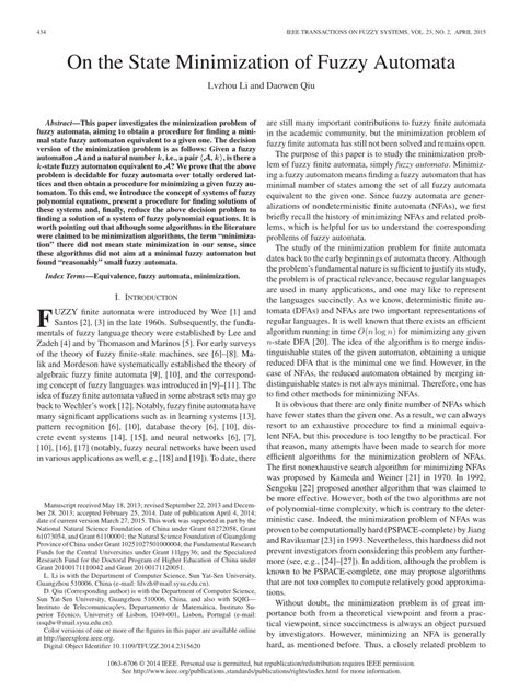 pdf on the state minimization of fuzzy automata