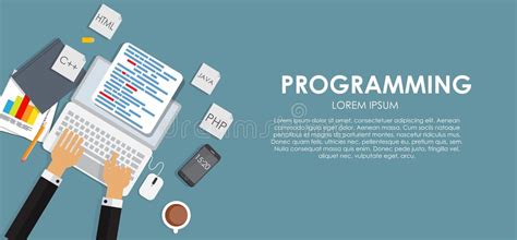Programming Coding Concept Flat Background Vector Stock Illustrations