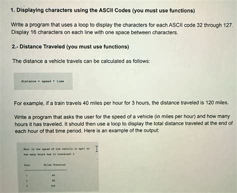 Solved Displaying Characters Using The Ascii Codes You Must