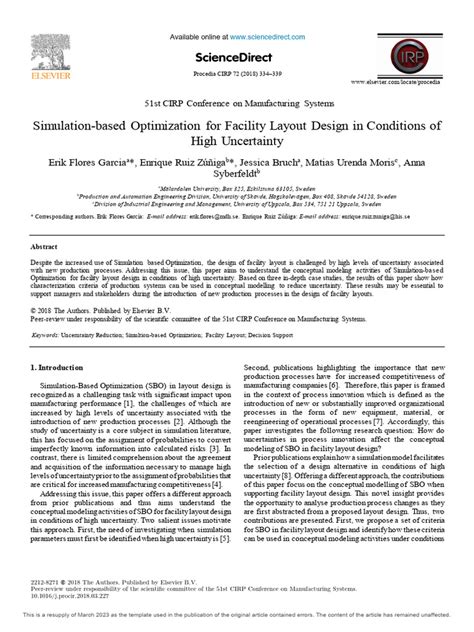 Simulation Based Optimization For Facility Layout Design In Conditions Of Pdf Information