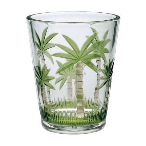 Palm Tree Design Acrylic Glasses Drinking Set Of 4 Dof 15oz Plastic