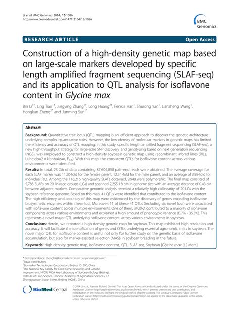 Pdf Construction Of A High Density Genetic Map Based On Large Scale Markers Developed By