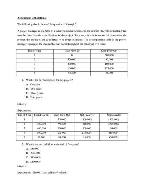 assignment 2 pdf net present value internal rate of return