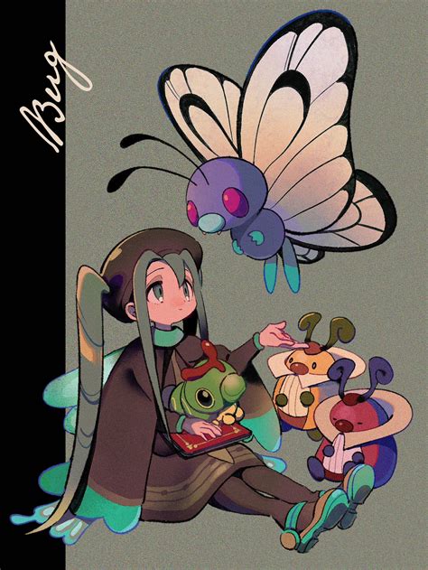 Hatsune Miku Butterfree Caterpie Bug Miku And Kricketot Pokemon And More Drawn By Ok