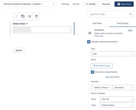 how to dynamically populate drop down fields in gravity forms