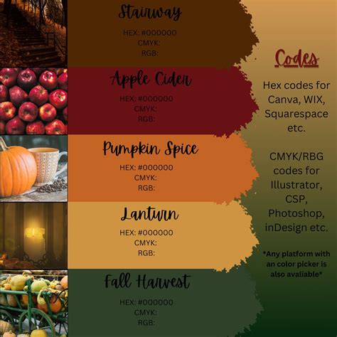 Fall Color Palette Color Palette With Hexcmykrgb Codes Color