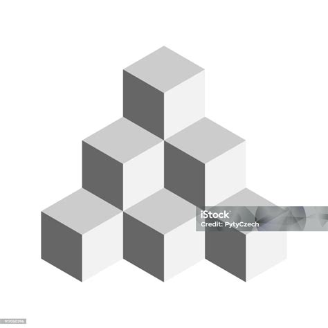 큐브의 피라미드 흰색 배경에 고립 된 3 차원 벡터 일러스트 레이 션 0명에 대한 스톡 벡터 아트 및 기타 이미지 0명 3차원 형태 개념 Istock