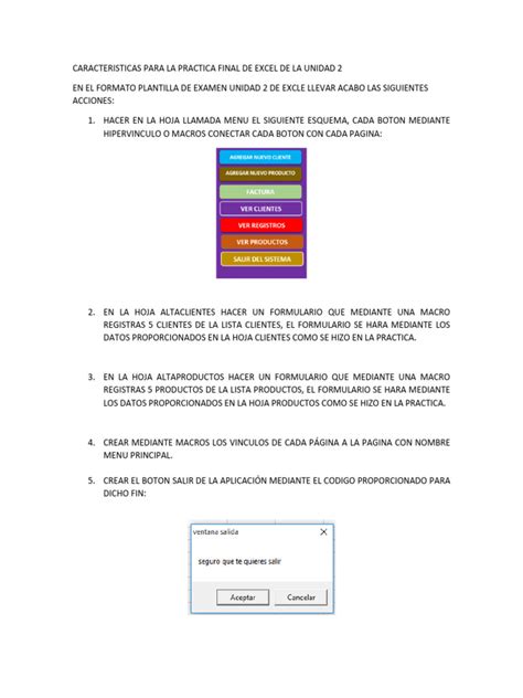 Caracteristicas Para La Practica Final De Excel De La Unidad 3 Pdf