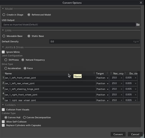 No Intanceable Meshes Option In Urdf Importer Isaac Sim Nvidia Developer Forums
