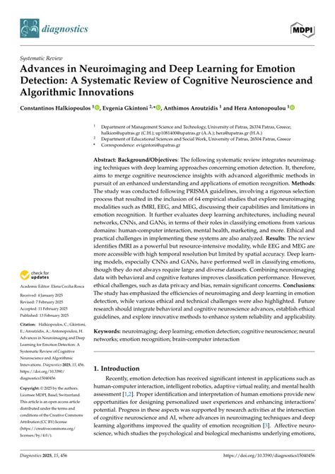 Pdf Advances In Neuroimaging And Deep Learning For Emotion Detection
