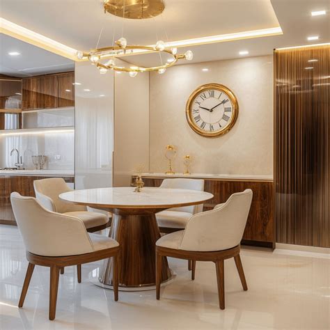 Dining Room Design With Mid Century Modern Sculptural Table And Pendant Light Livspace