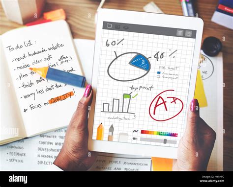 Pie Chart Graph Analysing Data Concept Stock Photo Alamy