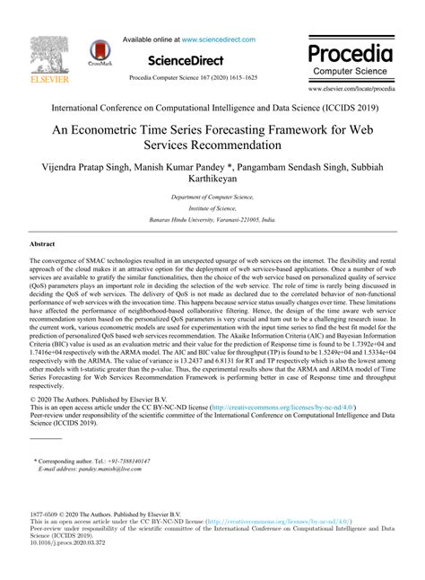Pdf An Econometric Time Series Forecasting Framework For Web Services