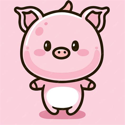 Ilustración De Cerdo Lindo Cerdo Kawaii Chibi Estilo De Dibujo Vectorial Dibujos Animados De