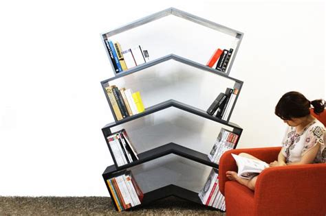 Elegant Angled Bookshelf Needs No Bookends Elegant Angled Bookshelf Needs No Bookends