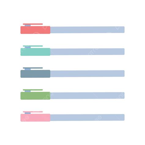 A Collection Of Pens In Multiple Hues Depicted As A Vector Graphic And Separated From The