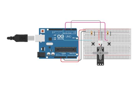 Circuit Design Servomotore Comandato Da Due Pulsanti Tinkercad