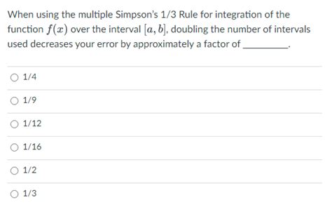 solved when using the multiple simpson s 1 3 rule for