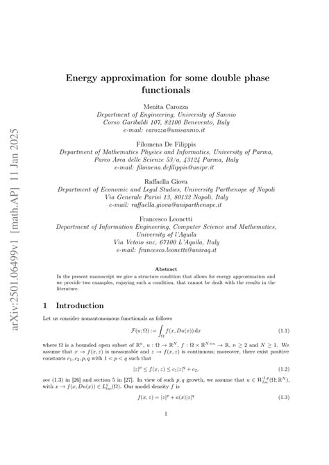 Pdf Energy Approximation For Some Double Phase Functionals