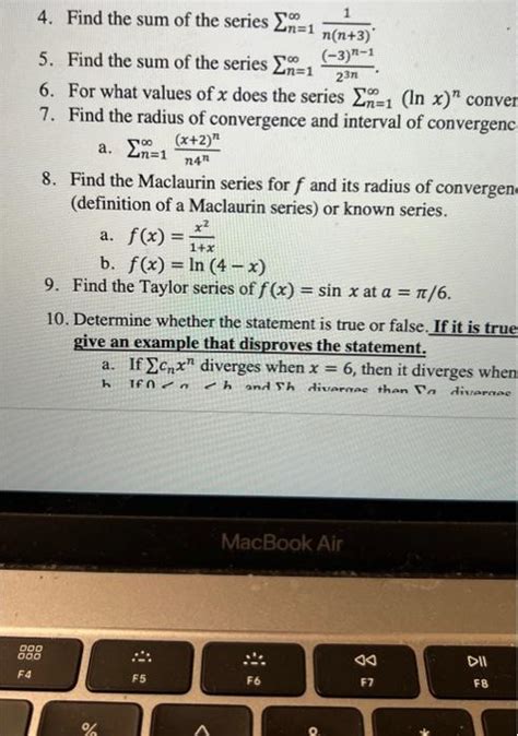 solved 4 find the sum of the series ∑n 1∞n n 3 1 5 find