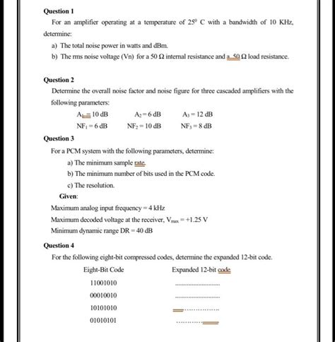 Solved Texts Telecommunication Systems Please Answer Question 1 For An Amplifier Operating